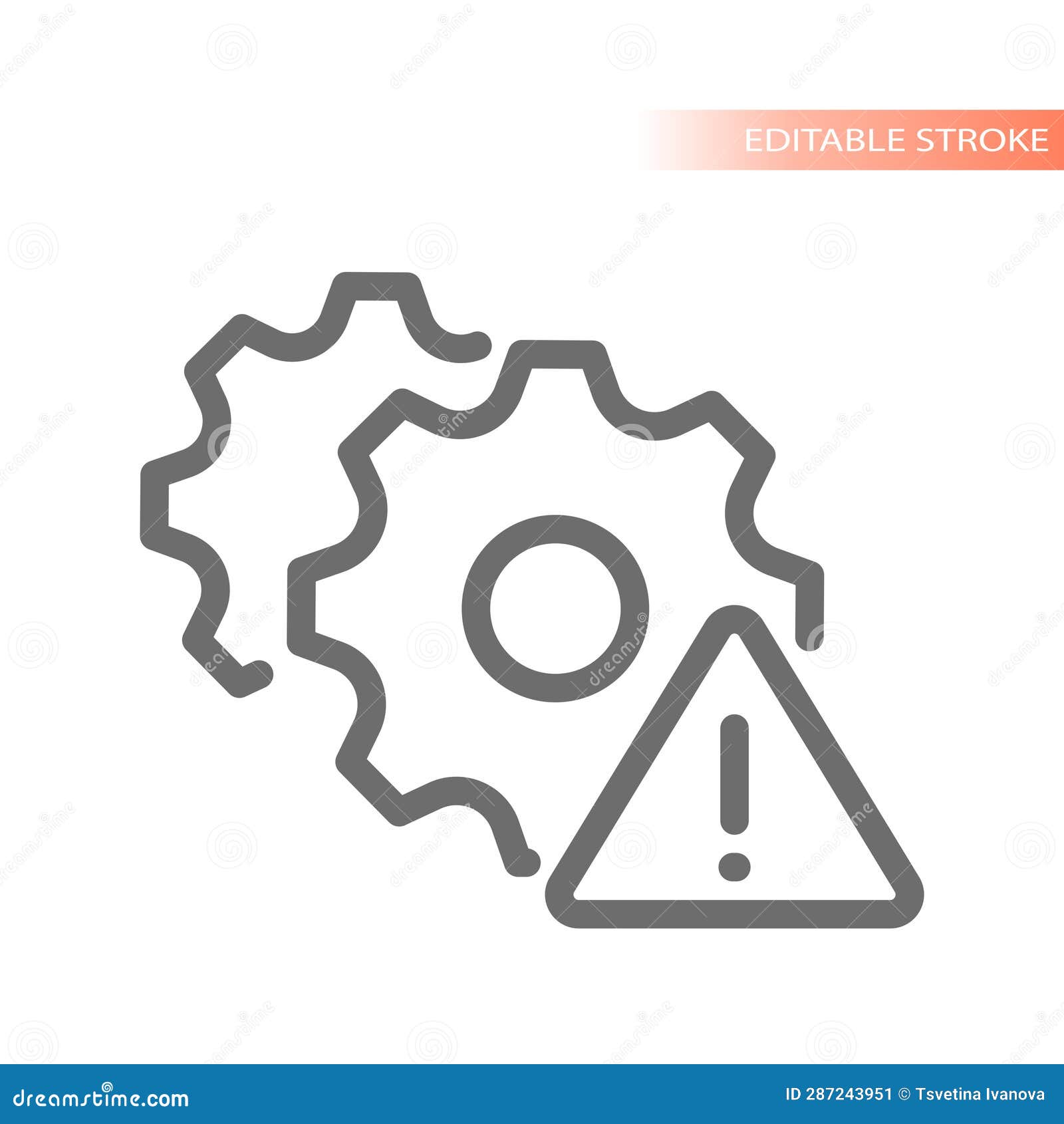 Gear and Warning Exclamation Mark or Point Sing Stock Illustration ...