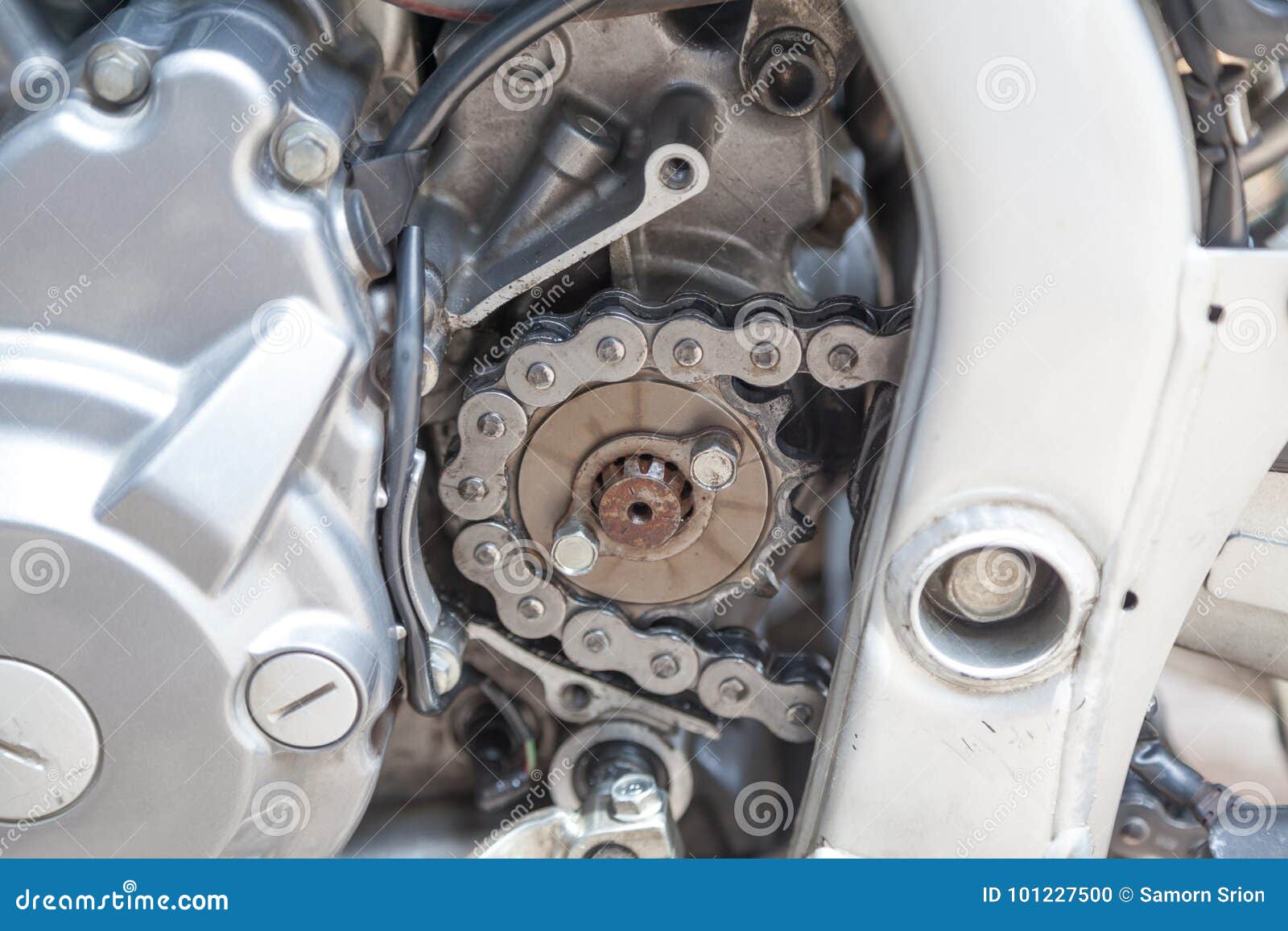 Gear Wheel with Chain of Motorcycle Wheel. Stock Photo - Image of ...
