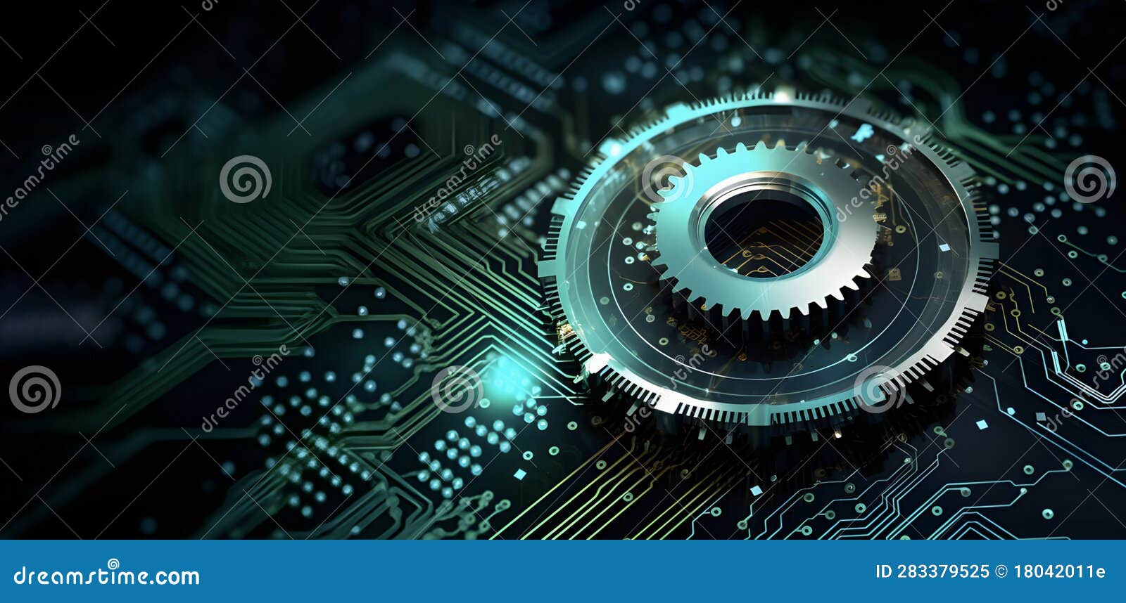 Gear Wheel on Circuit Board. Hi-tech Image, Engineering, Digital ...