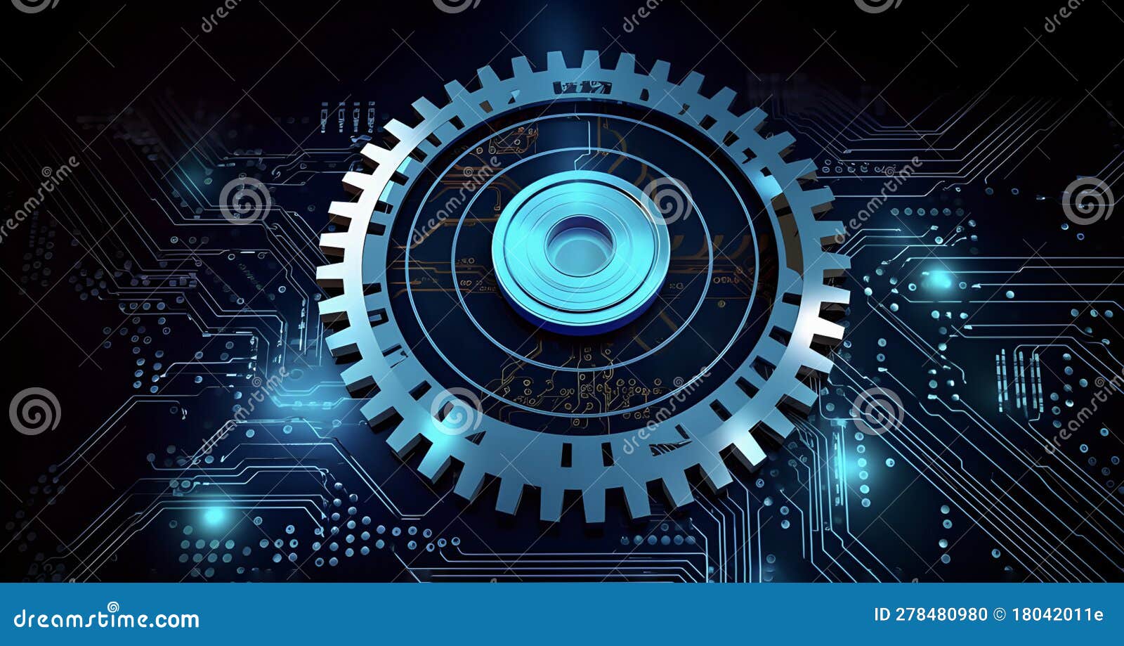 Gear Wheel on Circuit Board. Hi-tech Image, Engineering, Digital ...