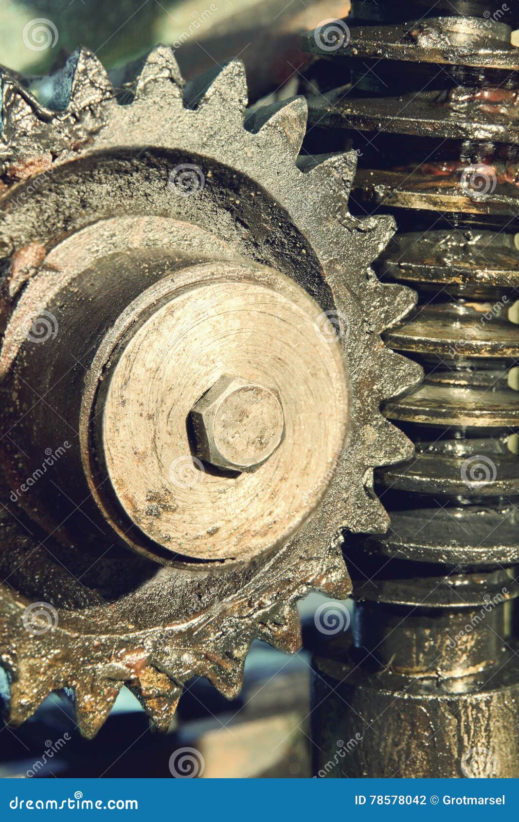Gear Wheel, Cogs and of Old Machine Taken Close Up. Stock Photo - Image ...