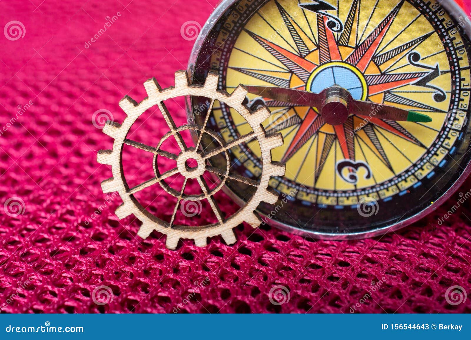 Gear Wheel and a Compass As Concept of Engineering Stock Image - Image ...