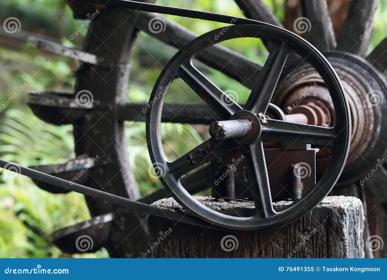 Gear Wheel with Engine Belt Stock Image - Image of antique, belt: 76491355