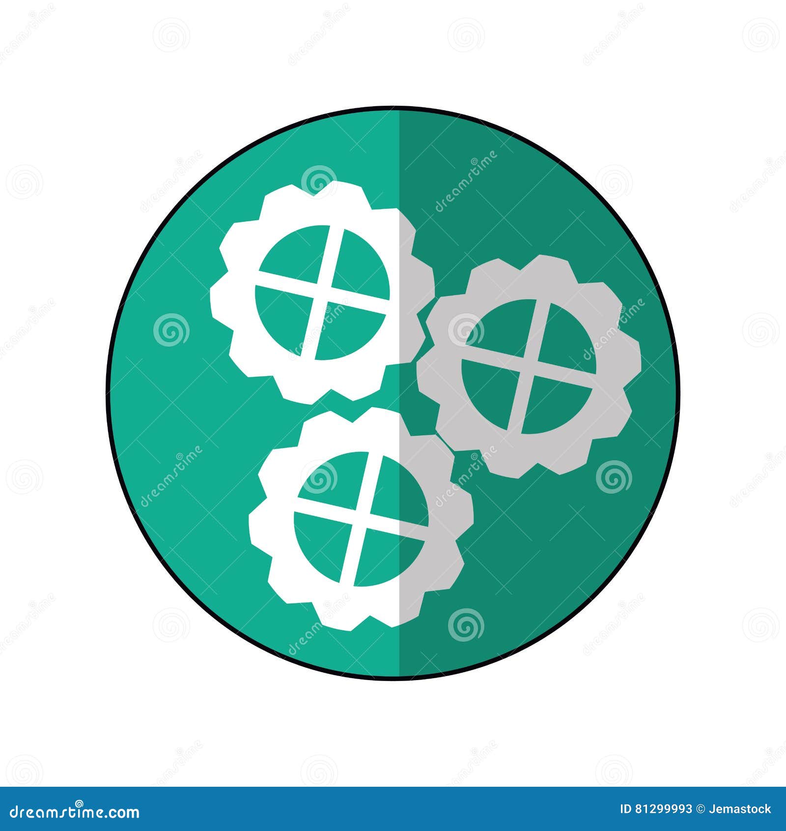 Gear Wheel Engine Cog Icon Green Shadow Stock Vector - Illustration of ...