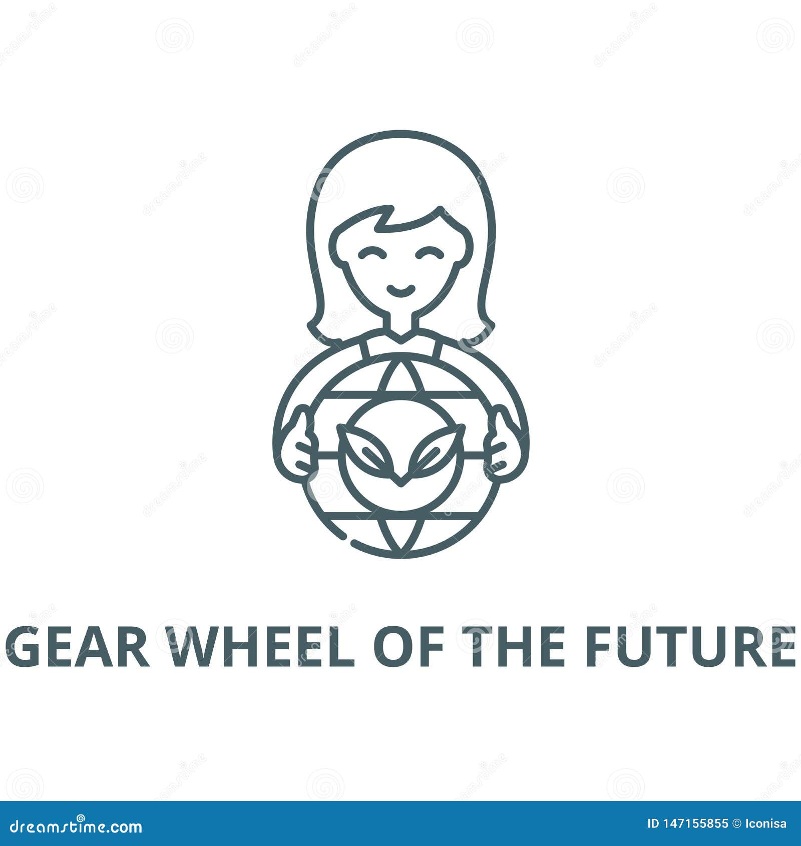 Gear Wheel of the Future Vector Line Icon, Linear Concept, Outline Sign ...