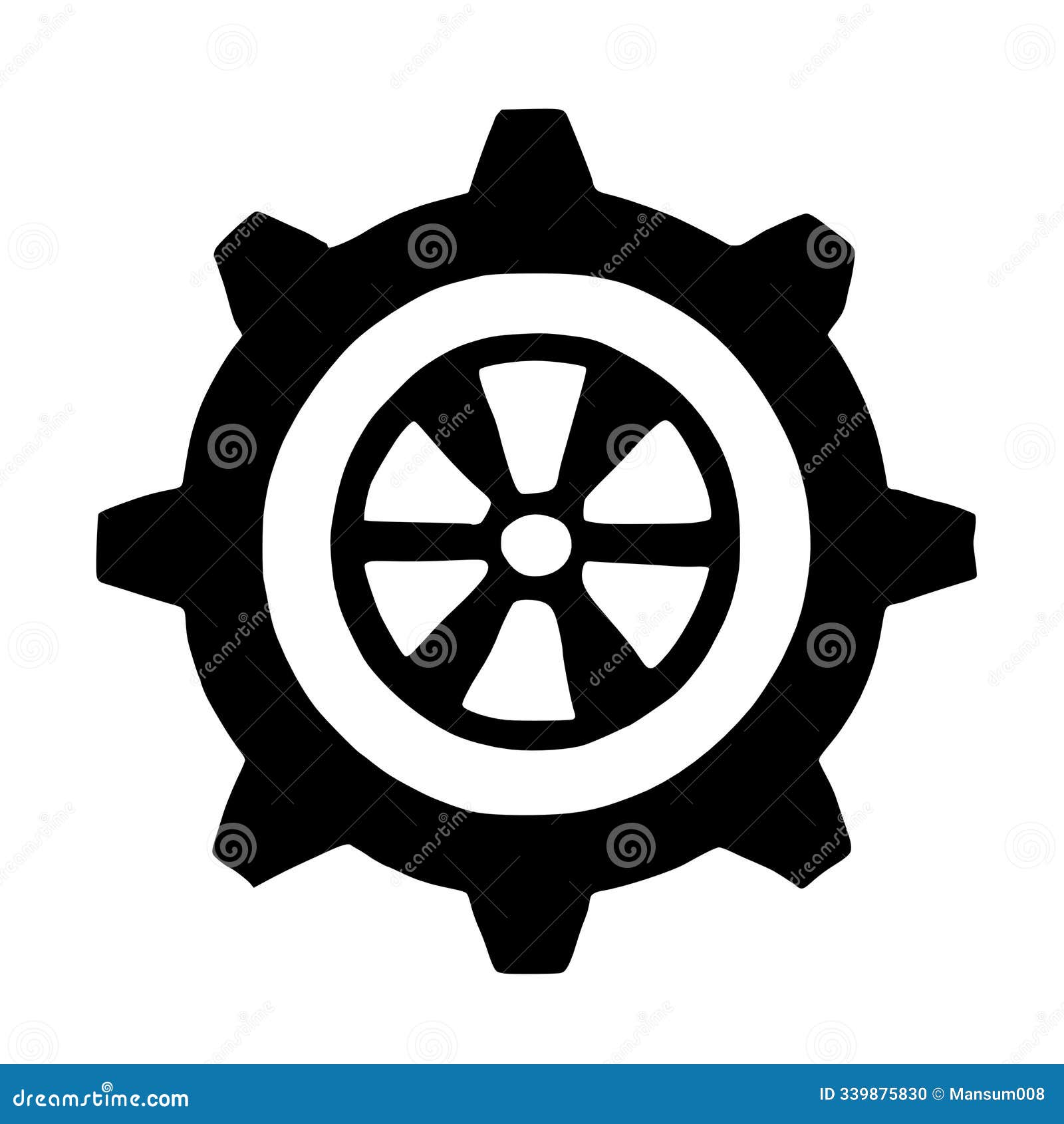 Gear wheel icon on white stock illustration. Illustration of industry ...