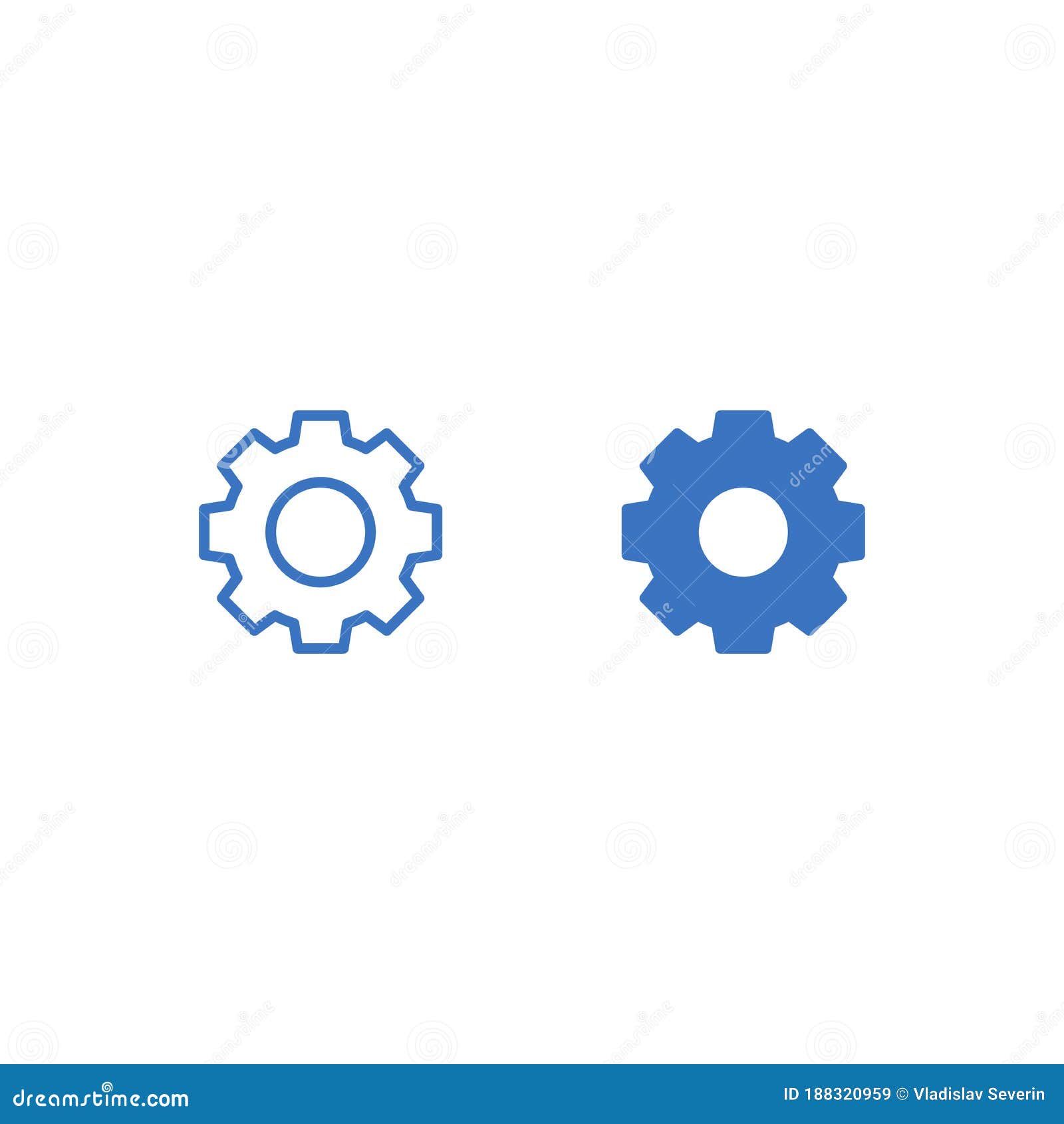 Gear Wheel or Gear Outline and Flat Icon Stock Vector - Illustration of ...