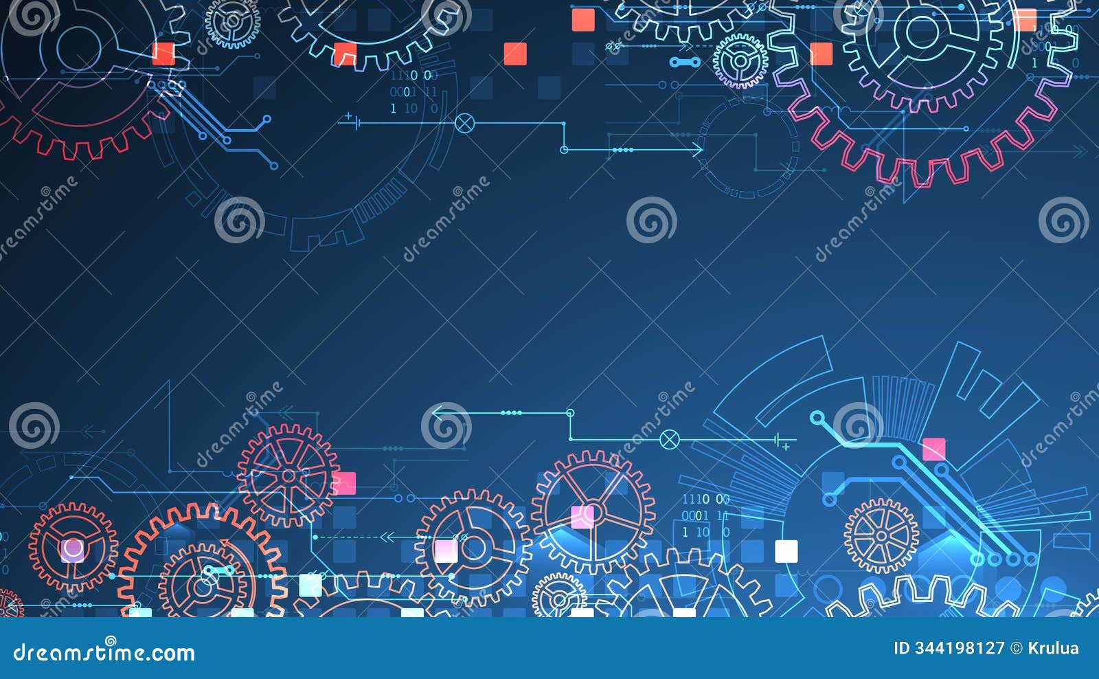 Gear Wheel Technology Pattern on Gradient Background. Hand Drawn. Stock ...