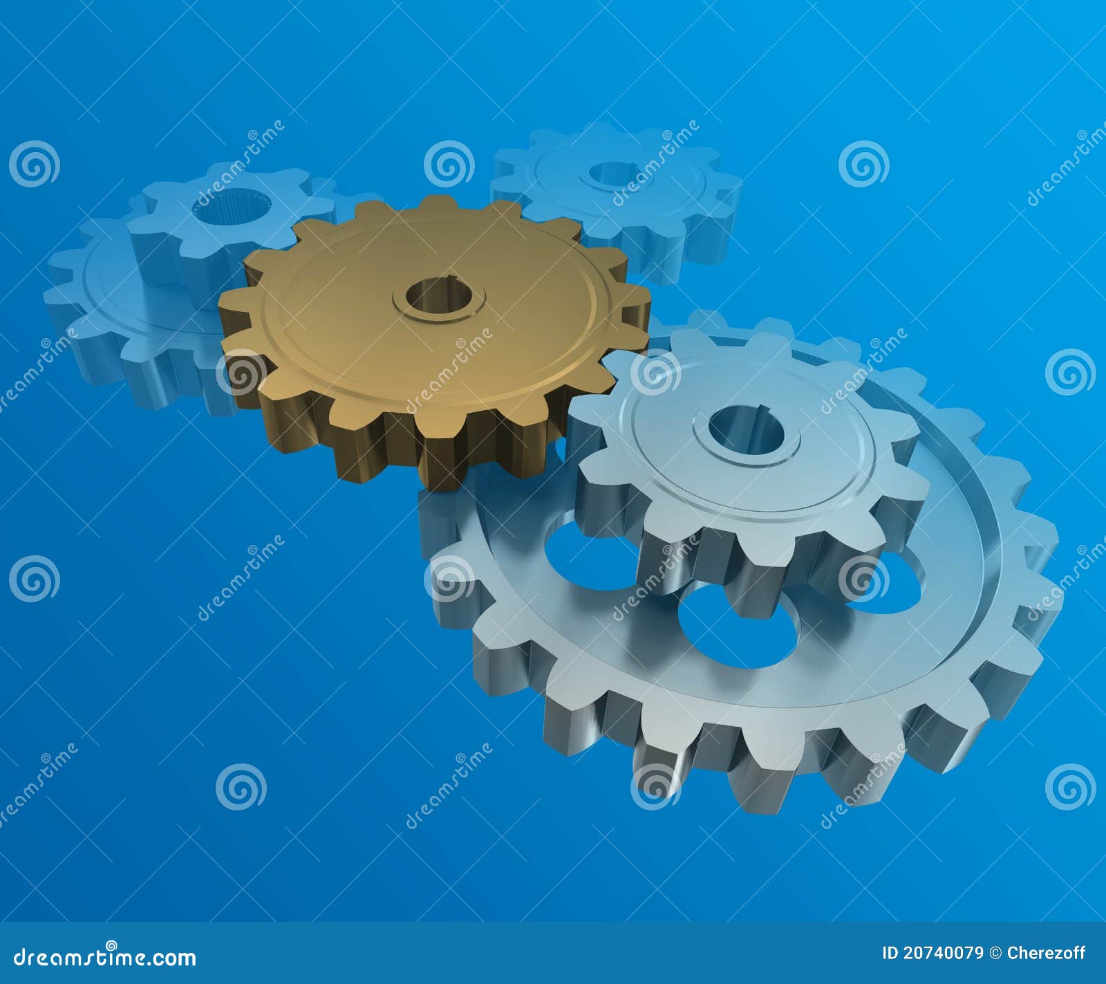 The Gear Wheels on a Blue Background Stock Illustration - Illustration ...