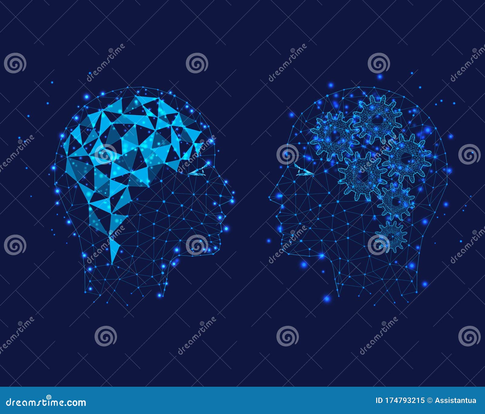 Gear Wheels and Brain, Rational and Creative Thinking People. Concept ...