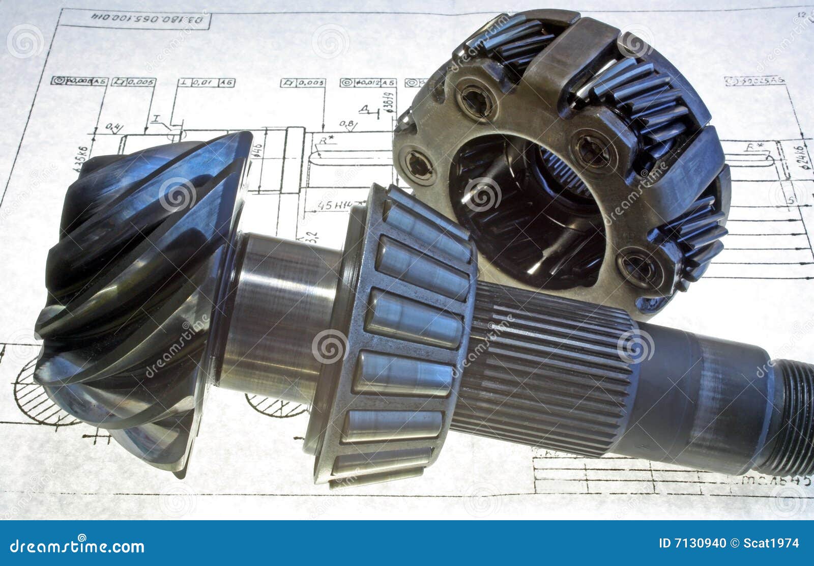 Gear wheels on the drawing stock photo. Image of gear - 7130940