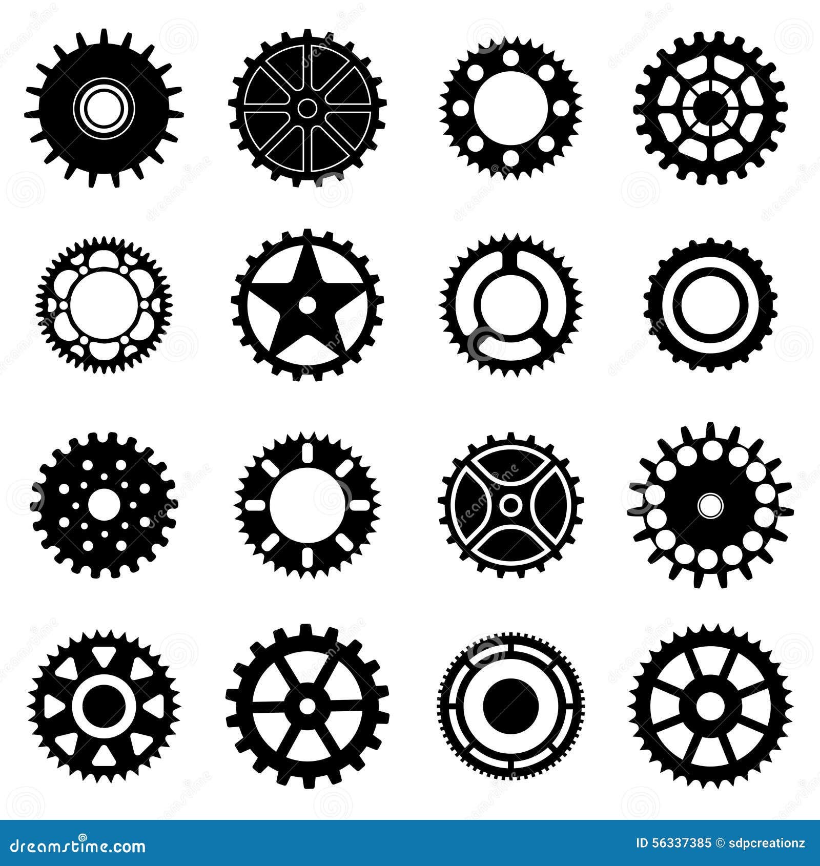 Gear wheels icons set stock vector. Illustration of industrial - 56337385