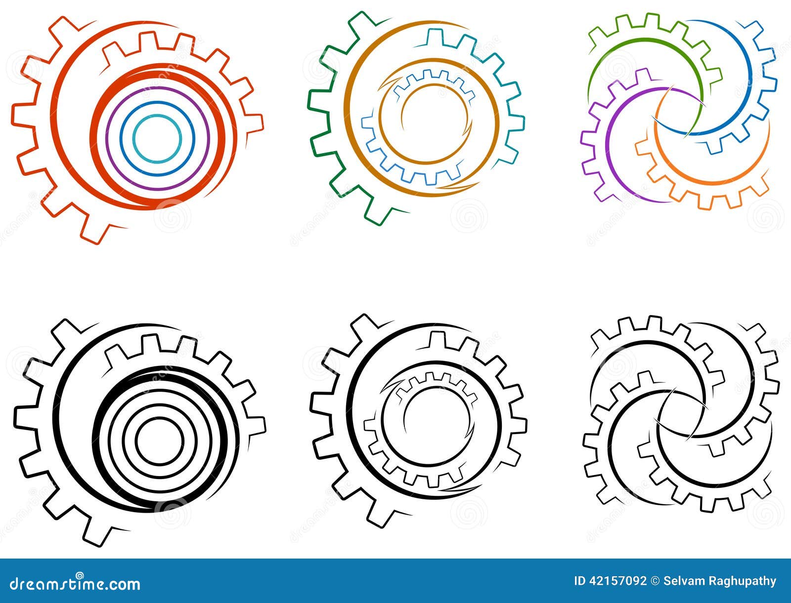 Gear wheels logo set stock vector. Illustration of development - 42157092