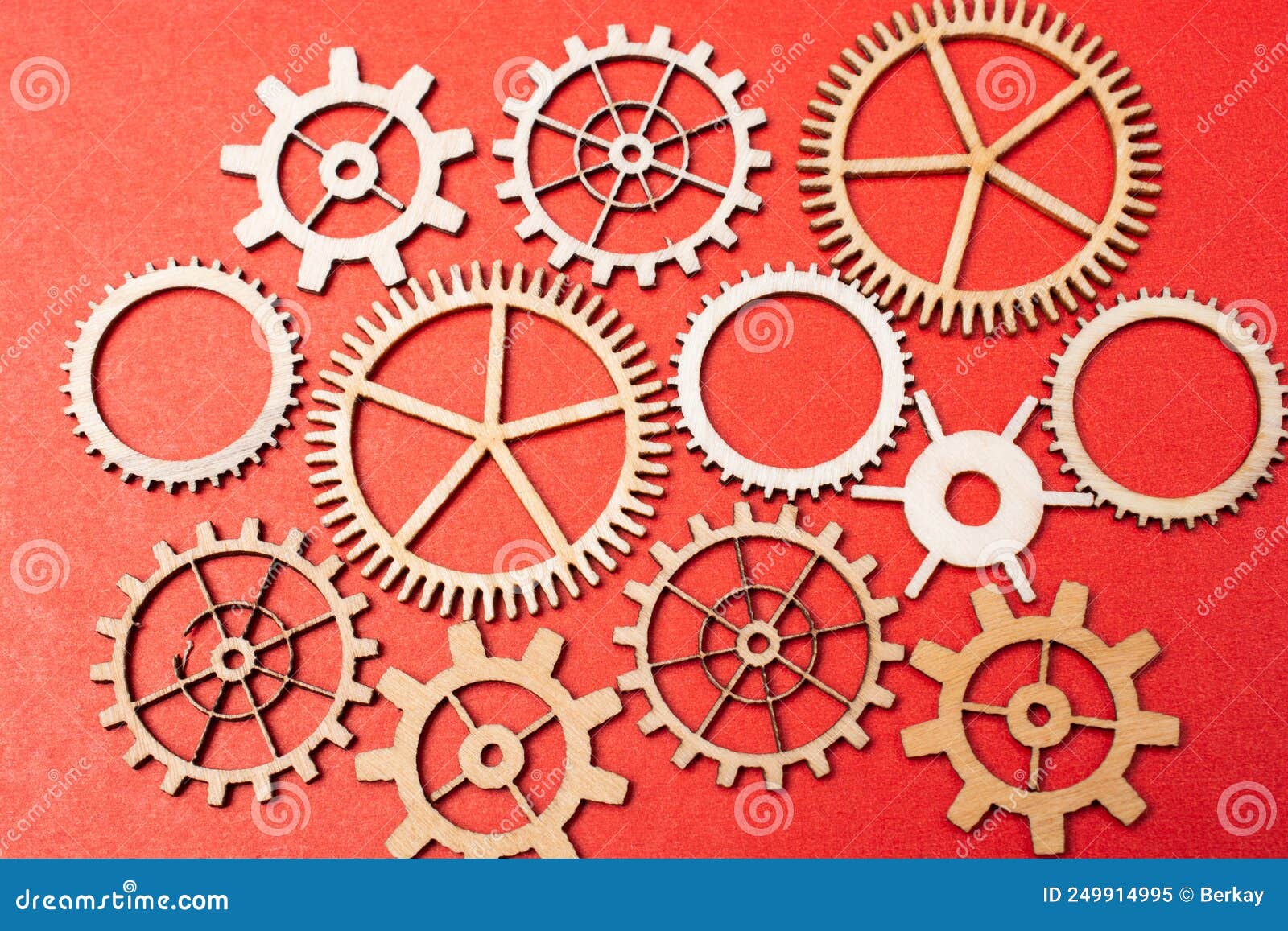 Gear Wheels on Red Background As Concept of Engineering Stock Image ...
