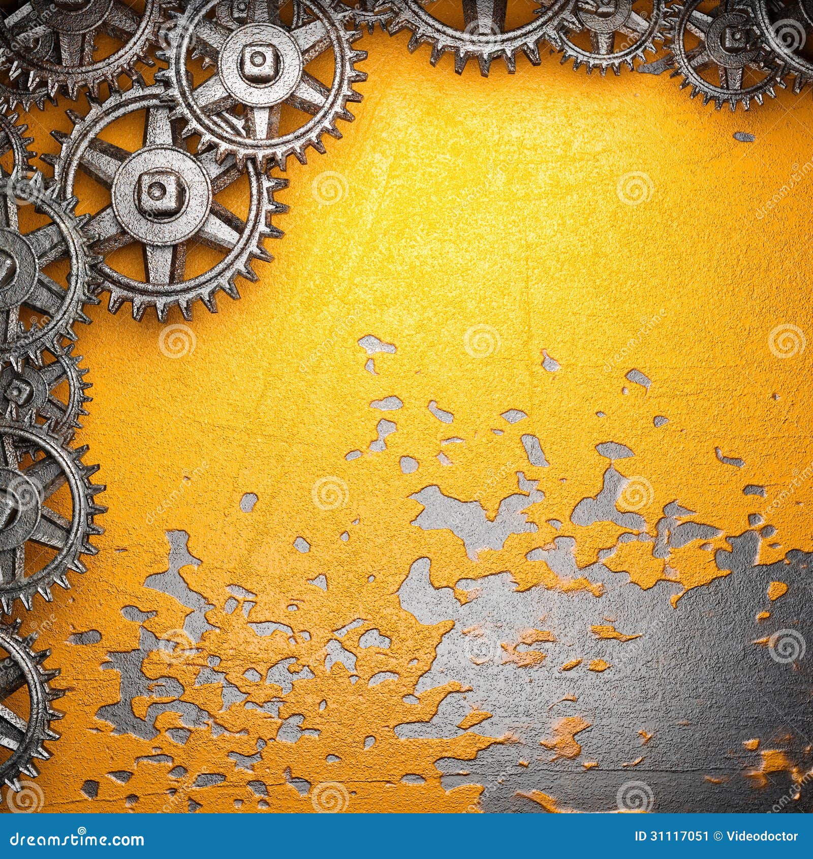 Gear Wheels on Steel Background Stock Illustration - Illustration of ...