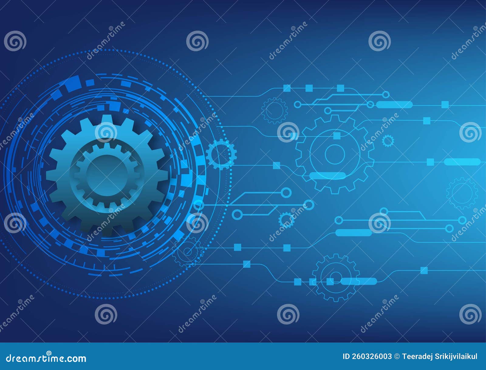Gear Wheels on Technology Background. Stock Vector - Illustration of ...