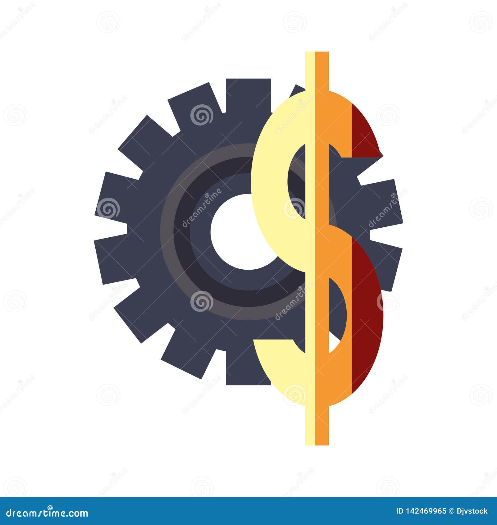 Gear Work Gold Dollar Symbol Stock Vector Illustration Of Finance