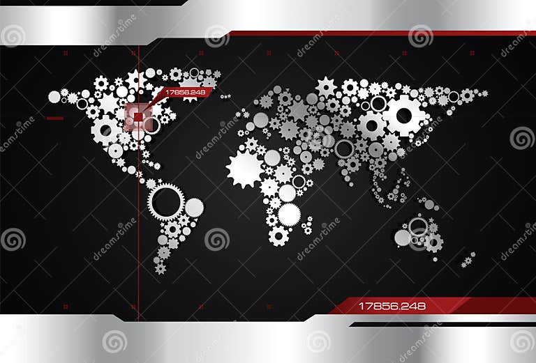 Gear world map stock vector. Illustration of gear, cursor - 61541587