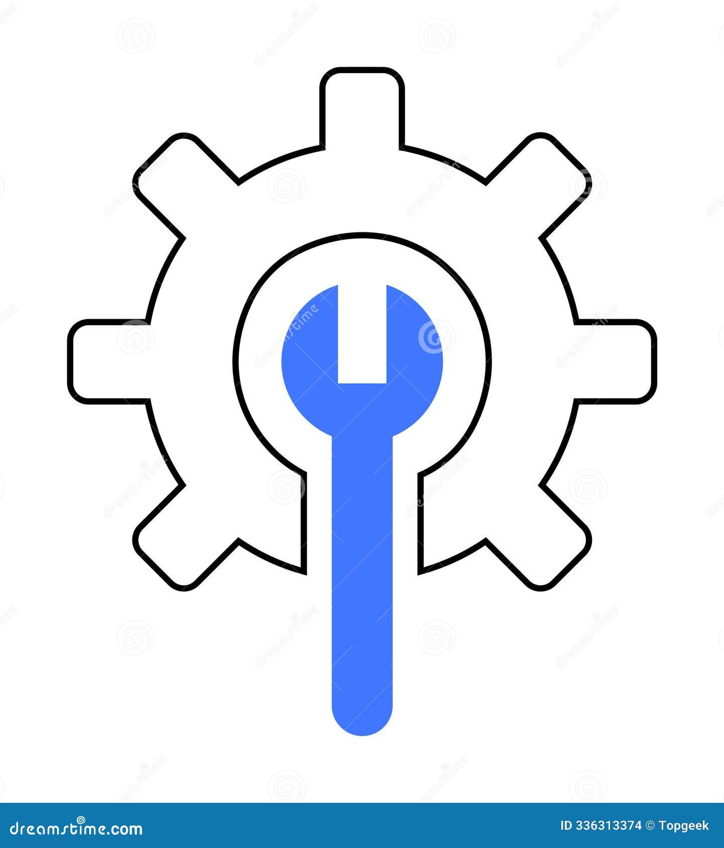Gear and Wrench Symbol Representing Technical Support and Maintenance ...