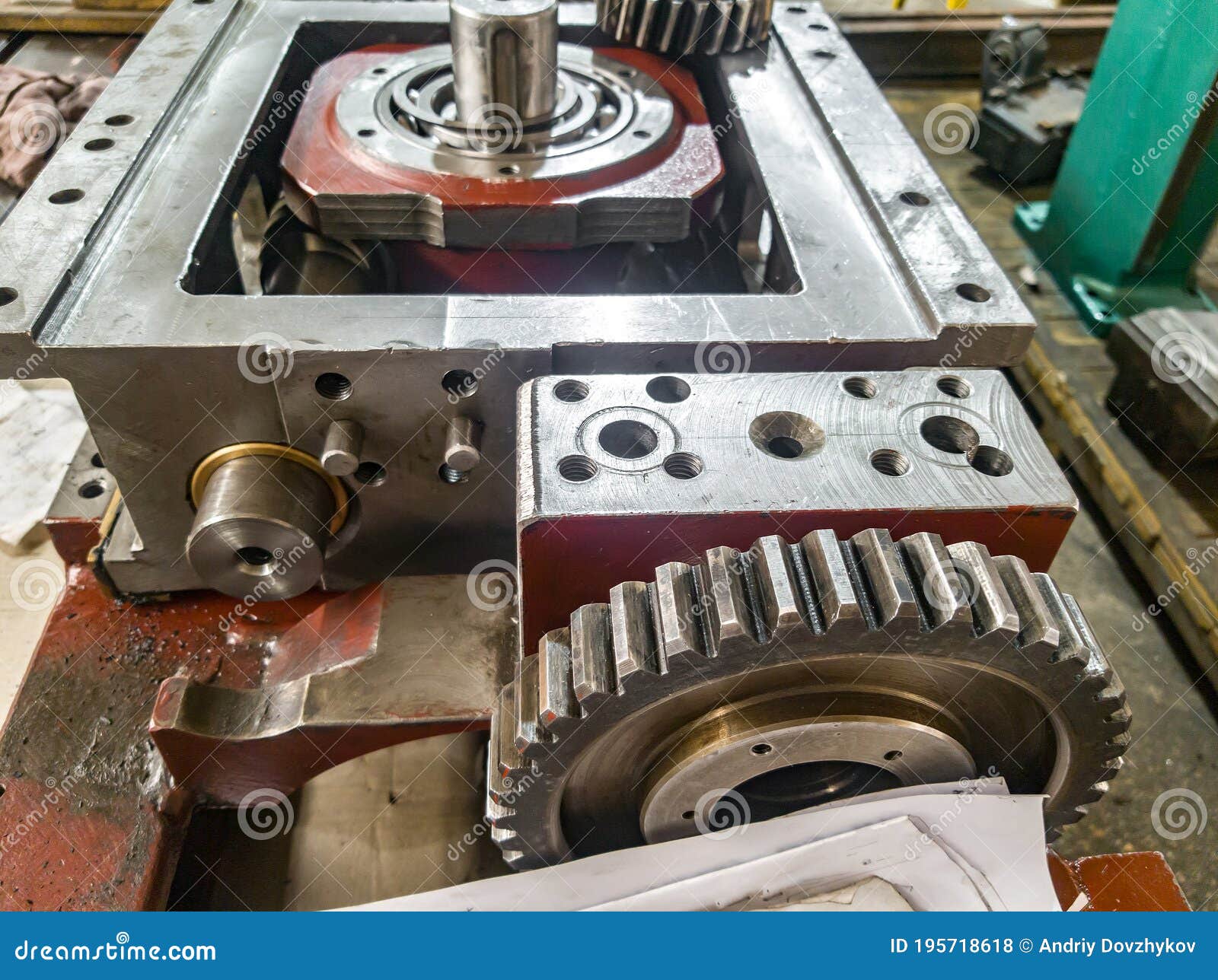 Gearbox Assembly in the Workshop. Mechanical Transmission with G Stock ...