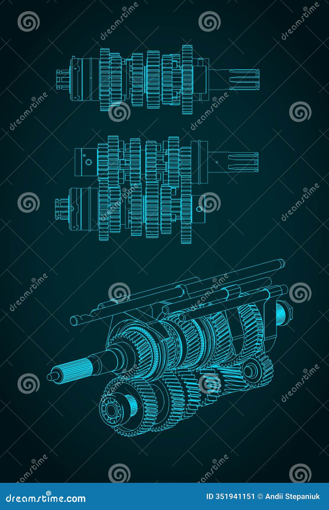 Gearbox Blueprints Illustration Stock Illustration - Illustration of ...