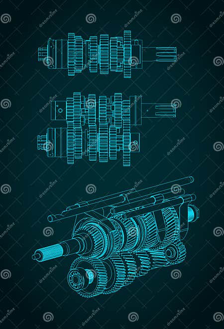 Gearbox Blueprints Illustration Stock Illustration - Illustration of ...
