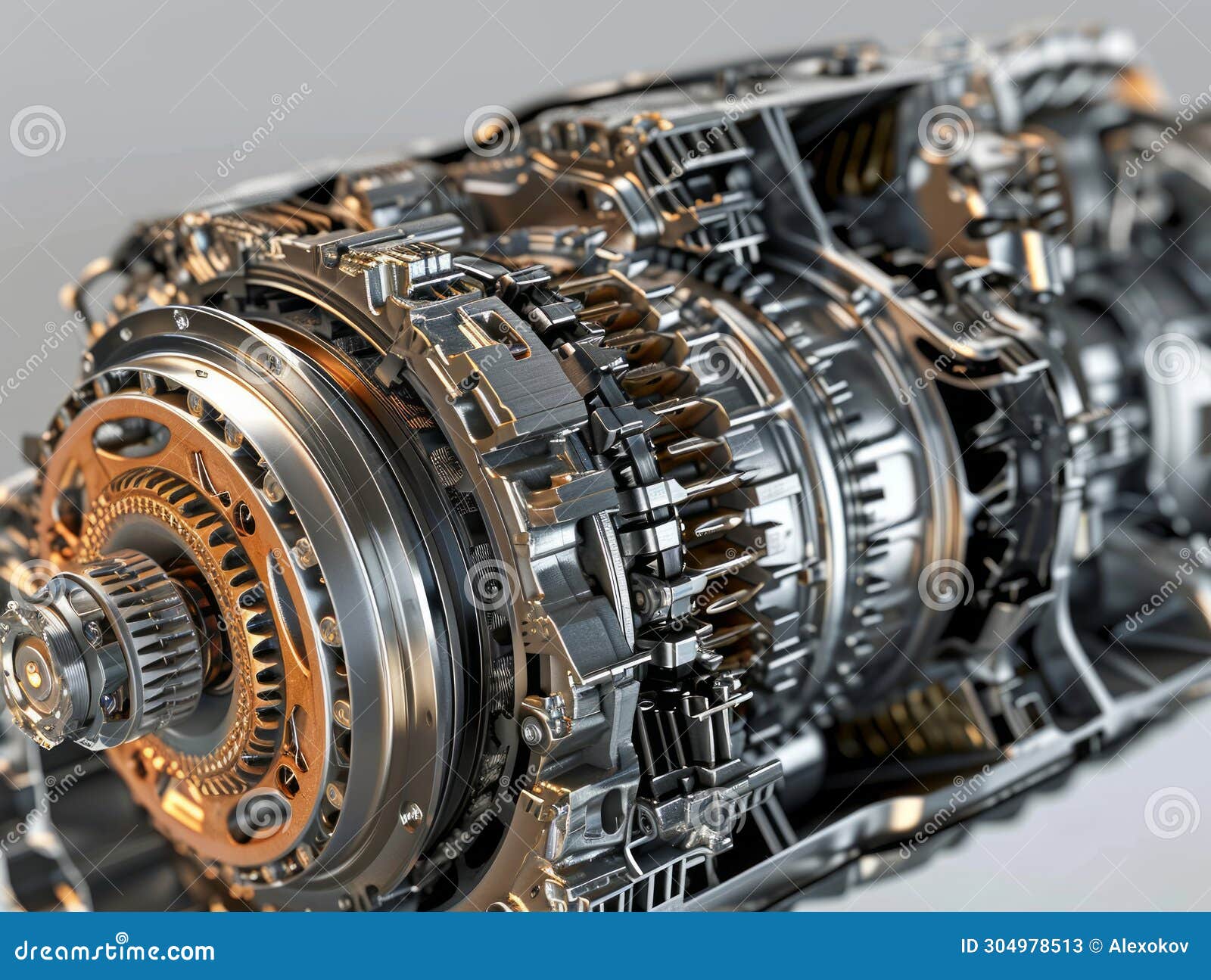 The Gearbox of an Internal Combustion Engine. 3D Rendering Stock ...
