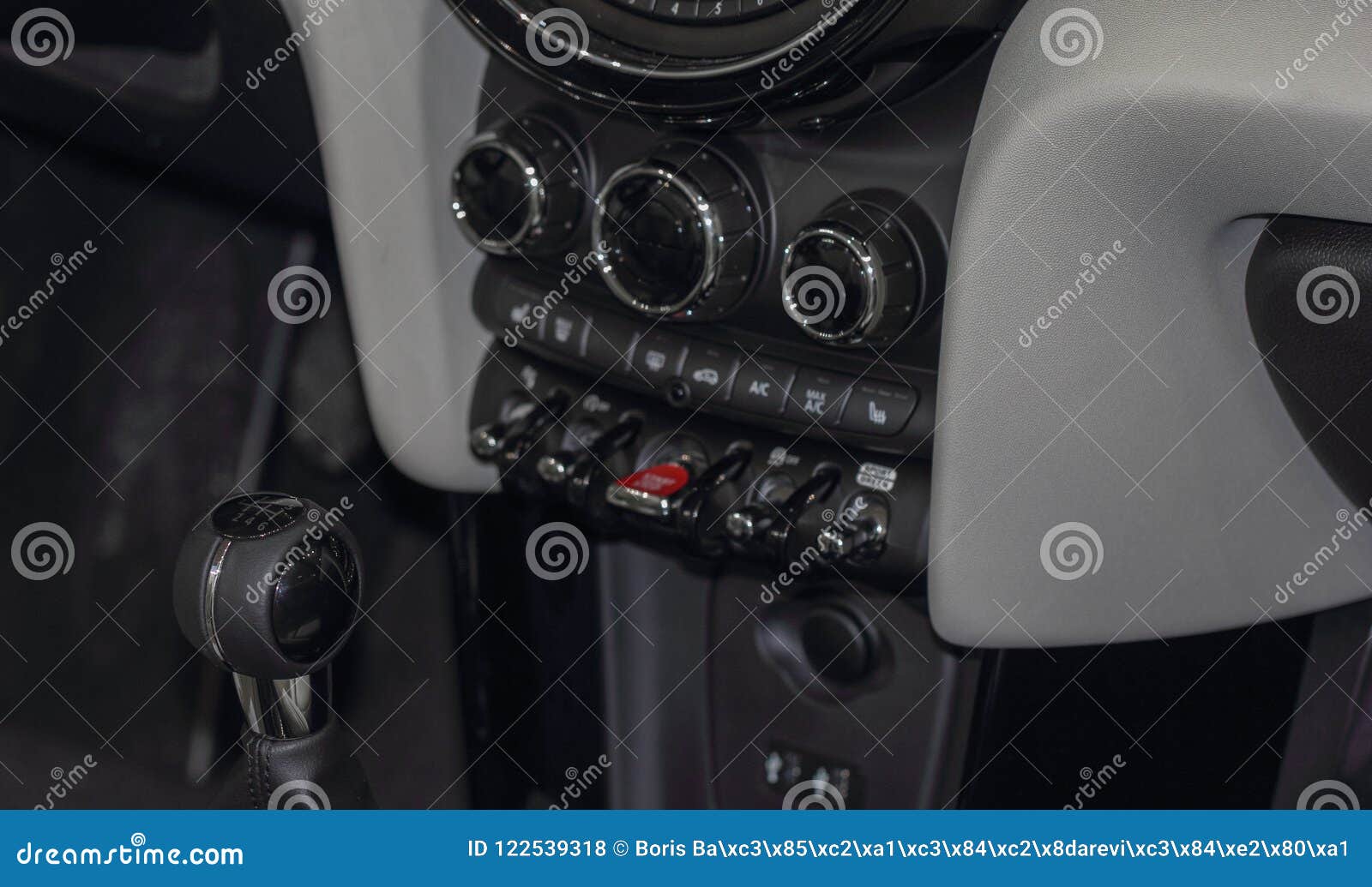 Gearbox Lever and Buttons of the Central Console of the Car Stock Photo ...