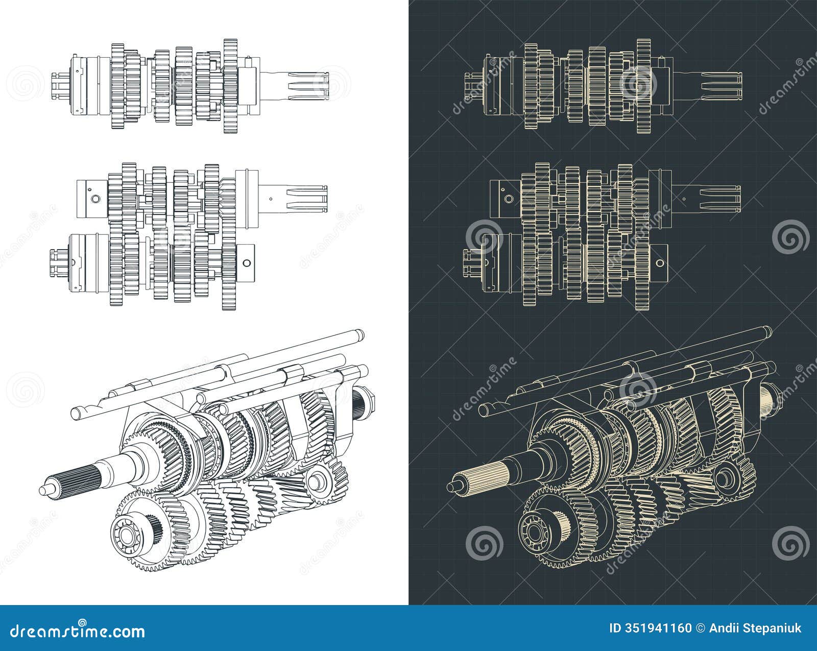 Gearbox Blueprints Illustration Cartoon Vector | CartoonDealer.com ...