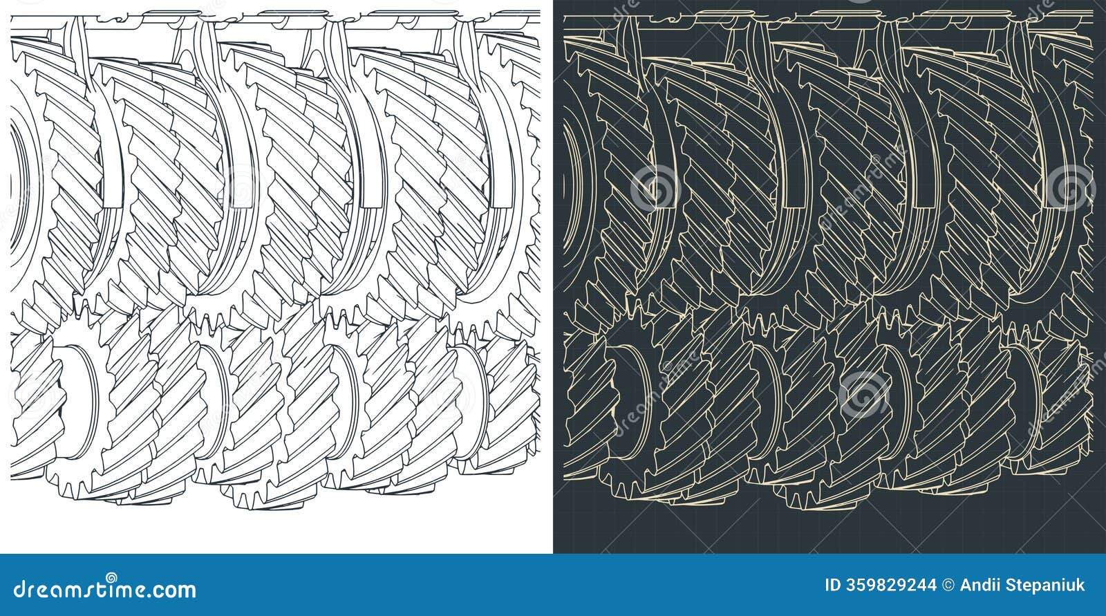 Gearbox Mechanisms Close-up Blueprints Stock Illustration ...