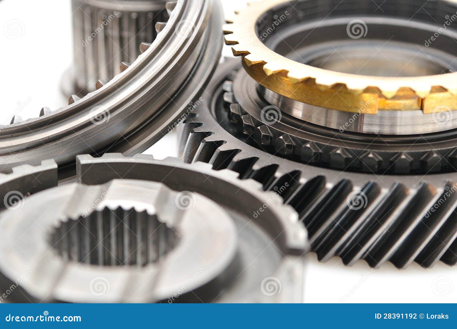 Gearbox Parts Isolated on White Background. Stock Photo - Image of gear ...