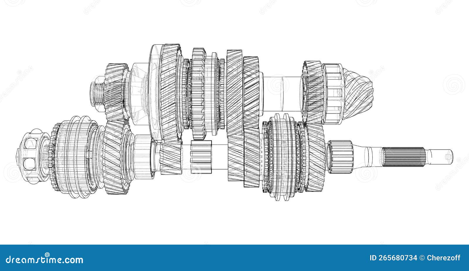 Gearbox sketch. Vector stock photo. Image of gear, cogwheel - 265680734