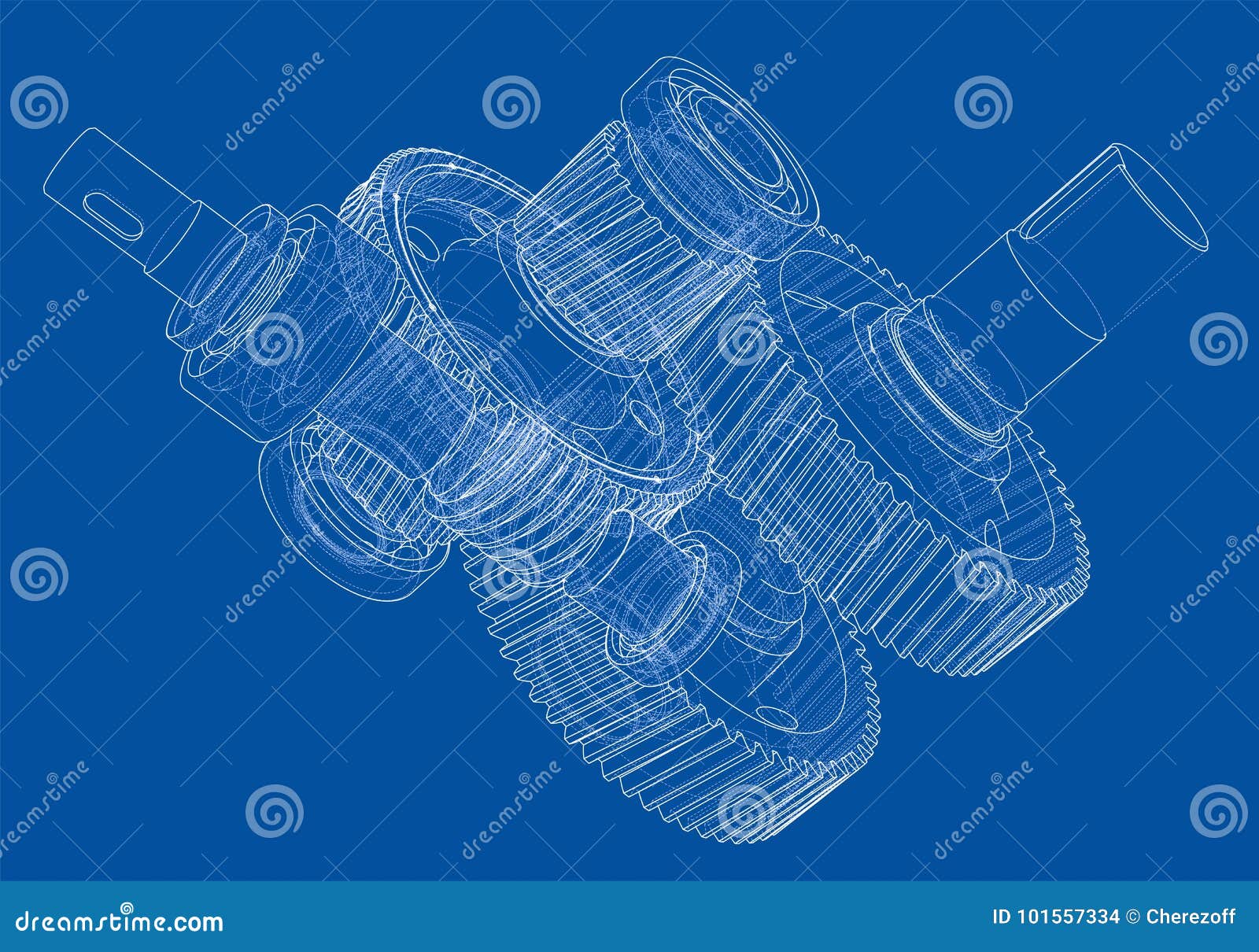 Gearbox sketch. Vector stock vector. Illustration of abstract - 101557334
