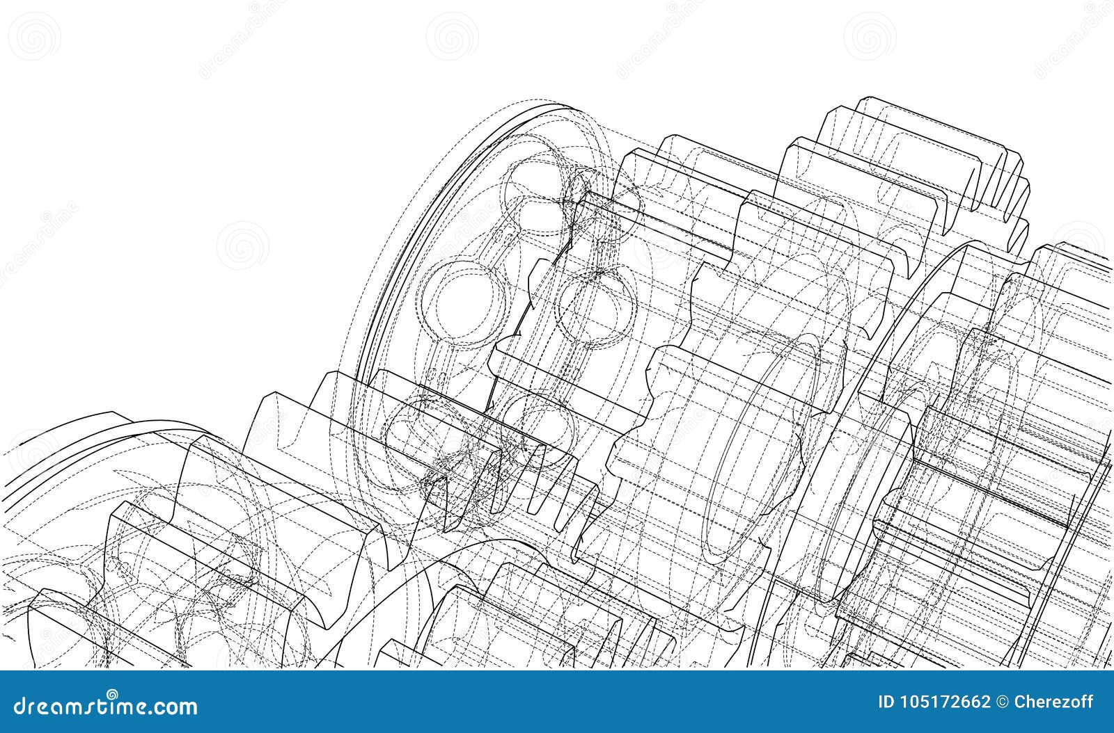 Gearbox sketch. Vector stock vector. Illustration of mechanic - 105172662