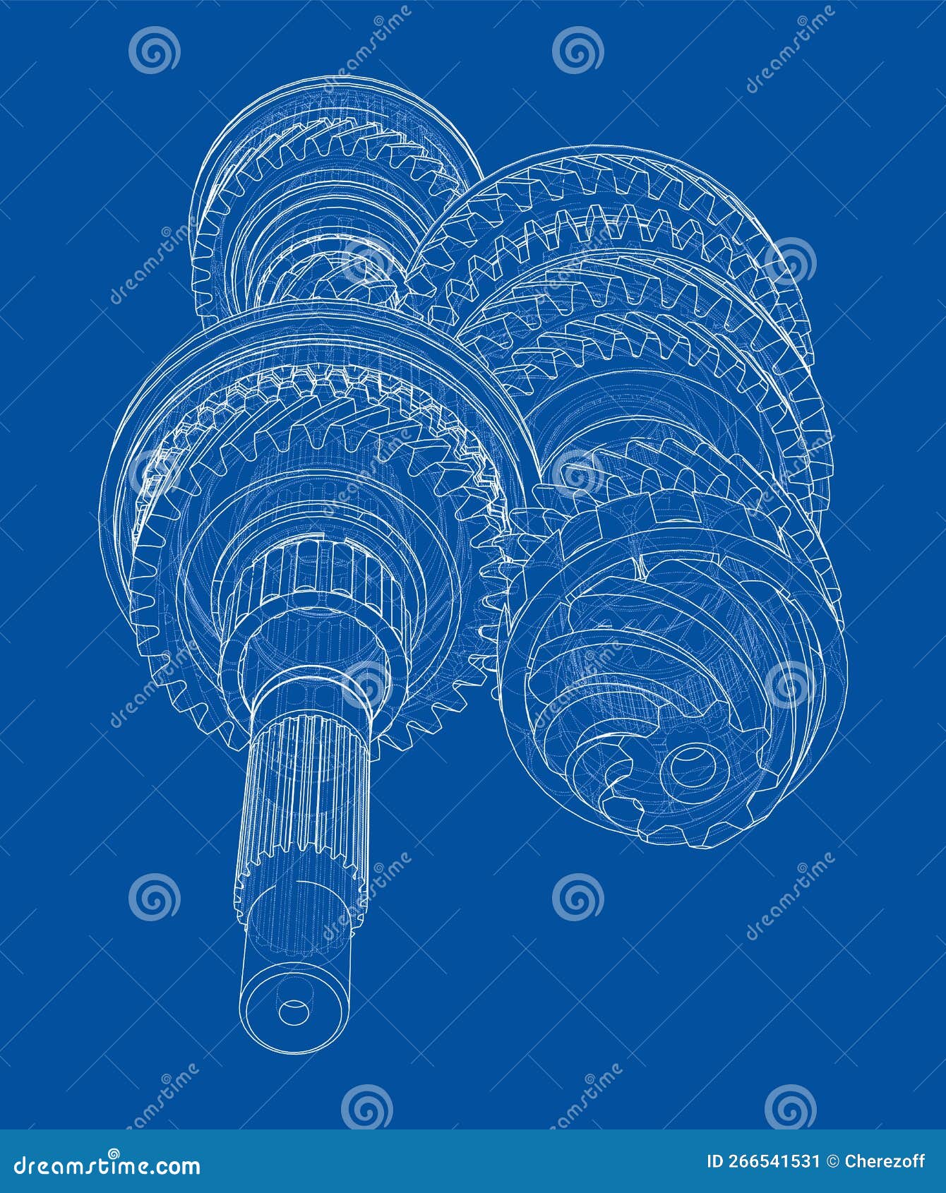 Gearbox sketch. Vector stock vector. Illustration of blueprint - 266541531