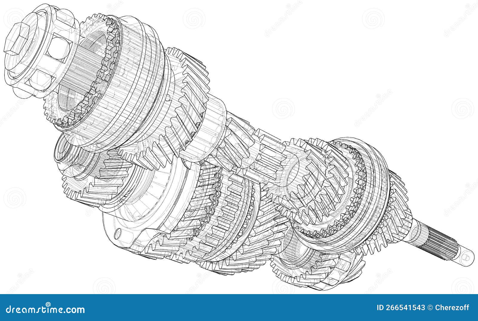 Gearbox sketch. Vector stock vector. Illustration of graphic - 266541543