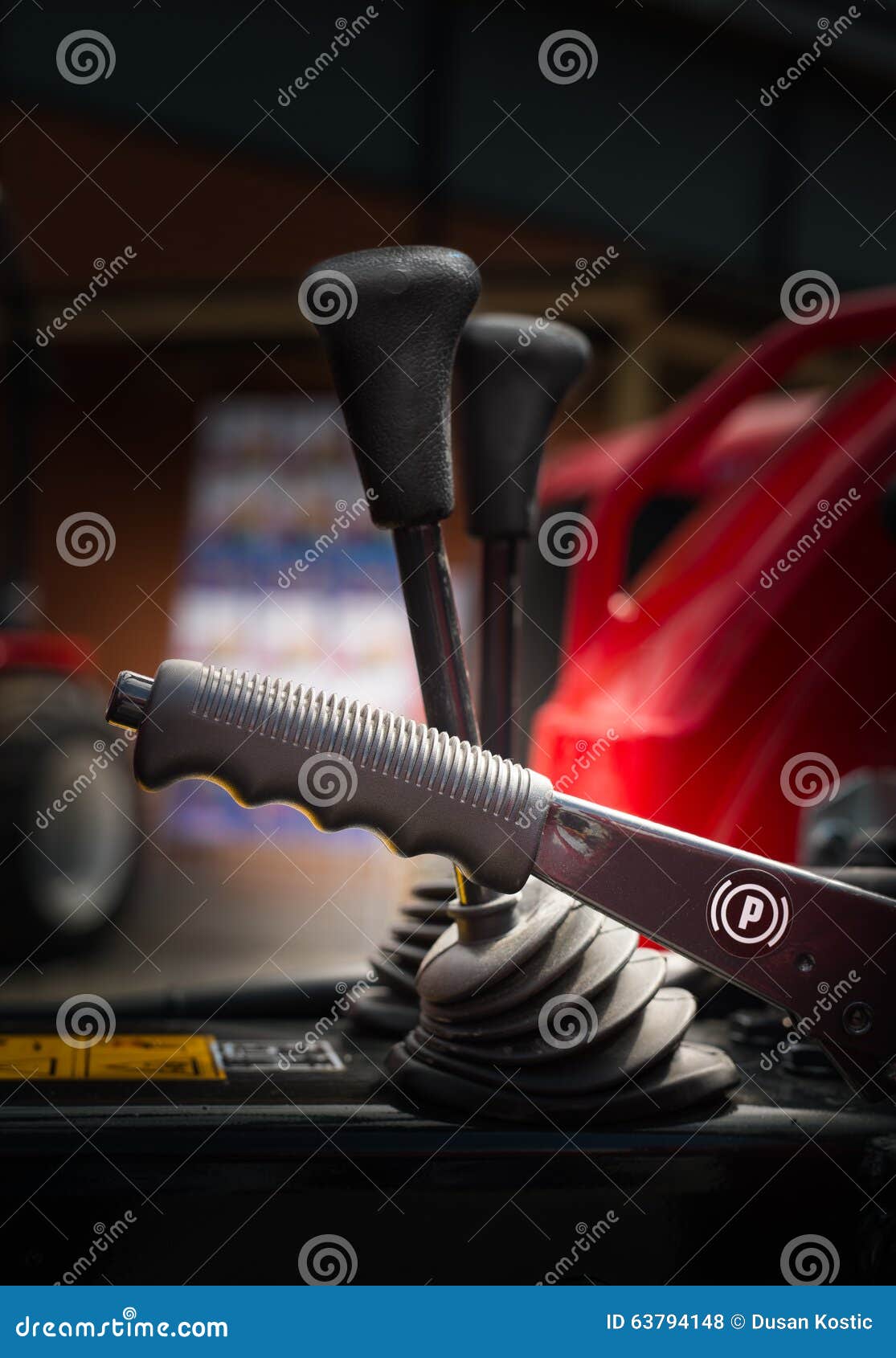 Gearbox Stick on Red Tractor Stock Photo - Image of close, system: 63794148