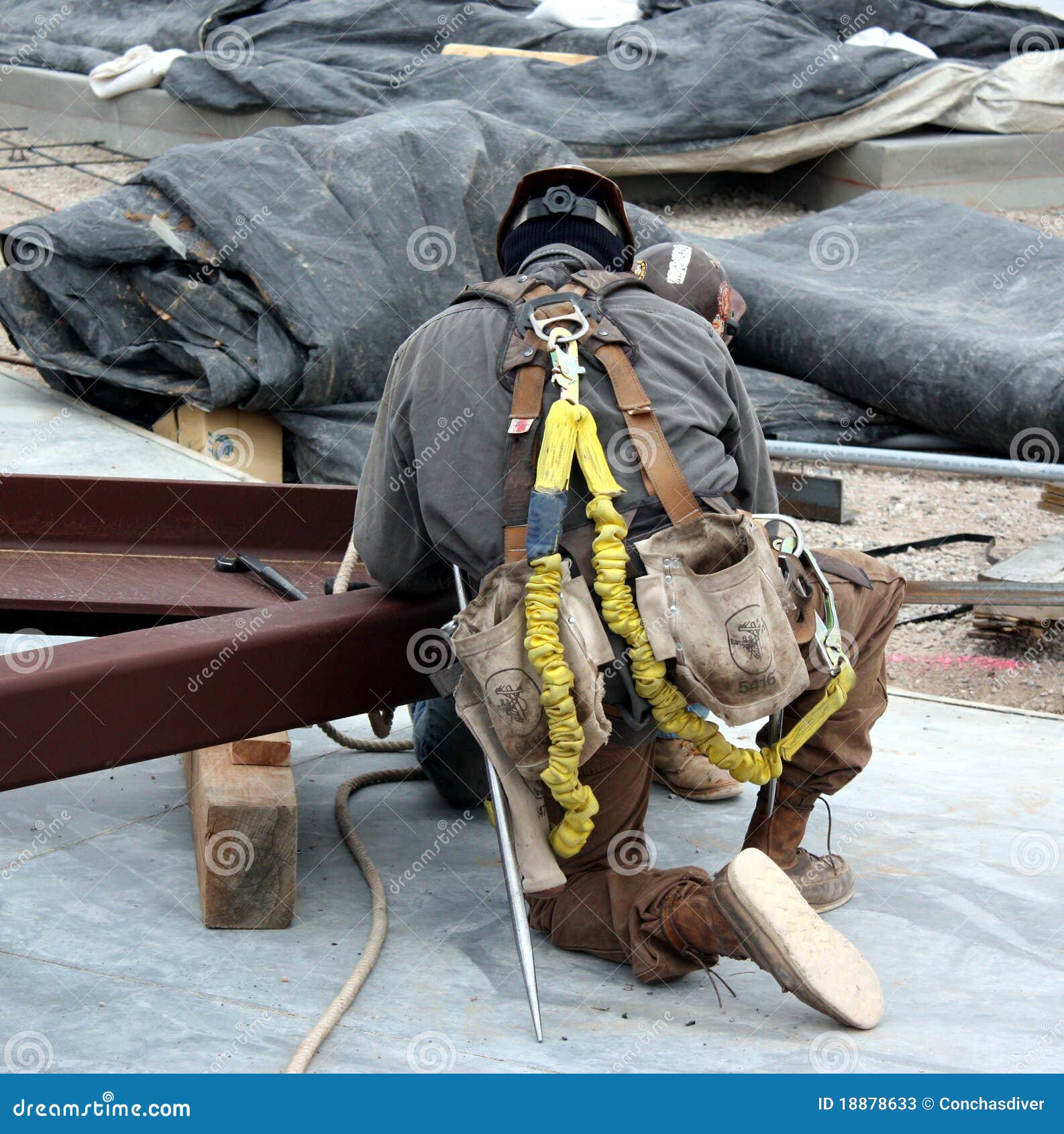 Geared-up ironworker stock image. Image of hardhat, industrial - 18878633