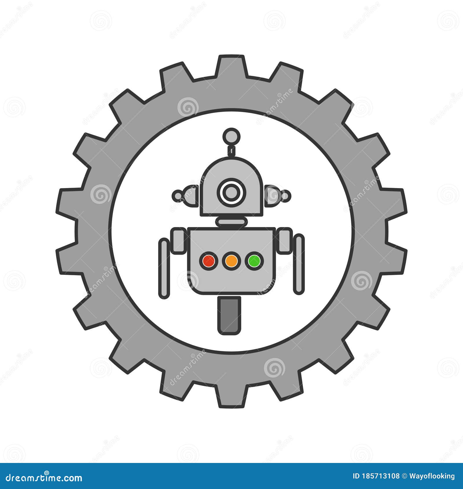 Robot and Gear Icon. Flat Style. Isolated on White Background Stock ...