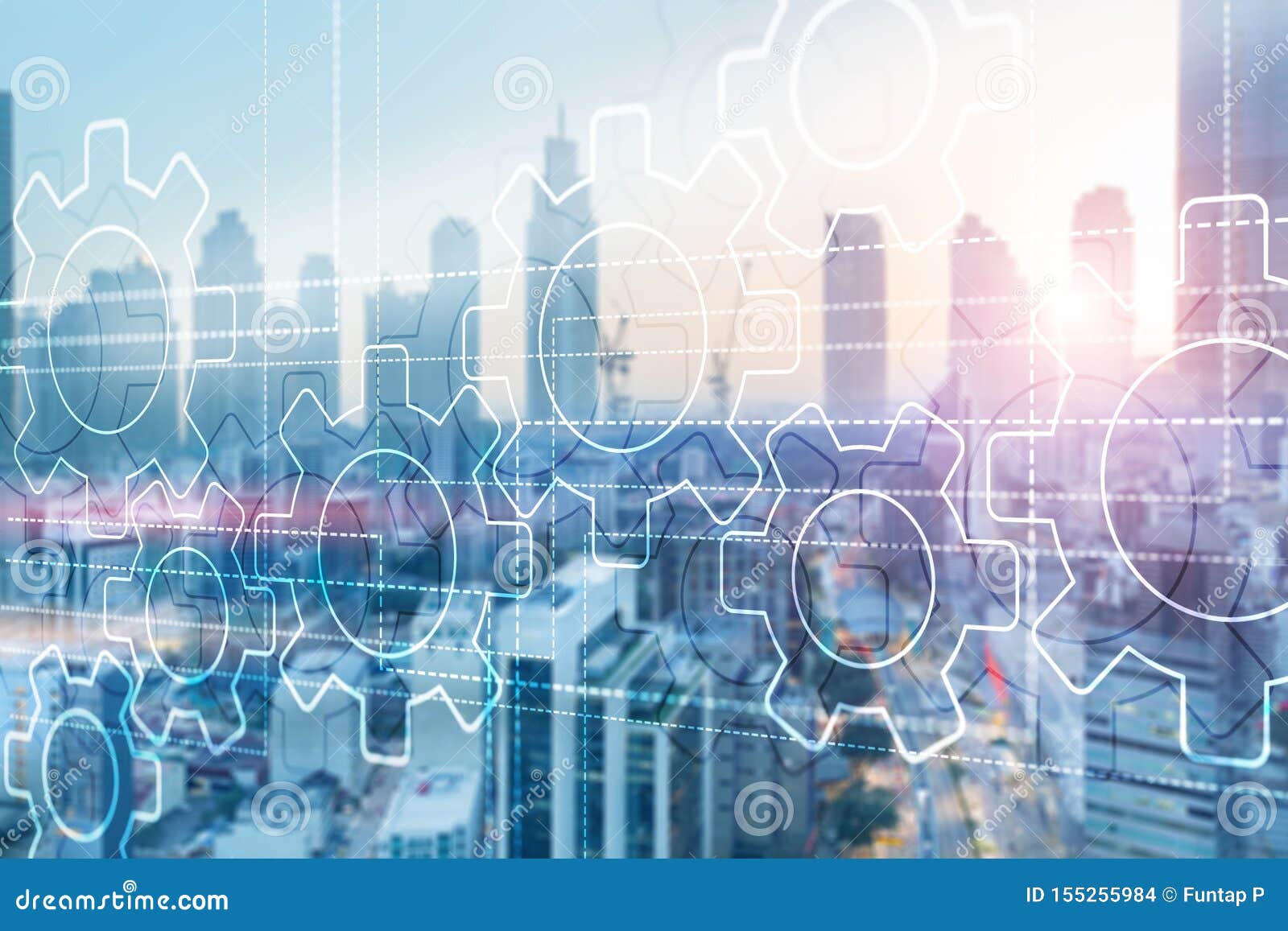 Gears on the Abstract Background. Business Processes Concept. Stock ...