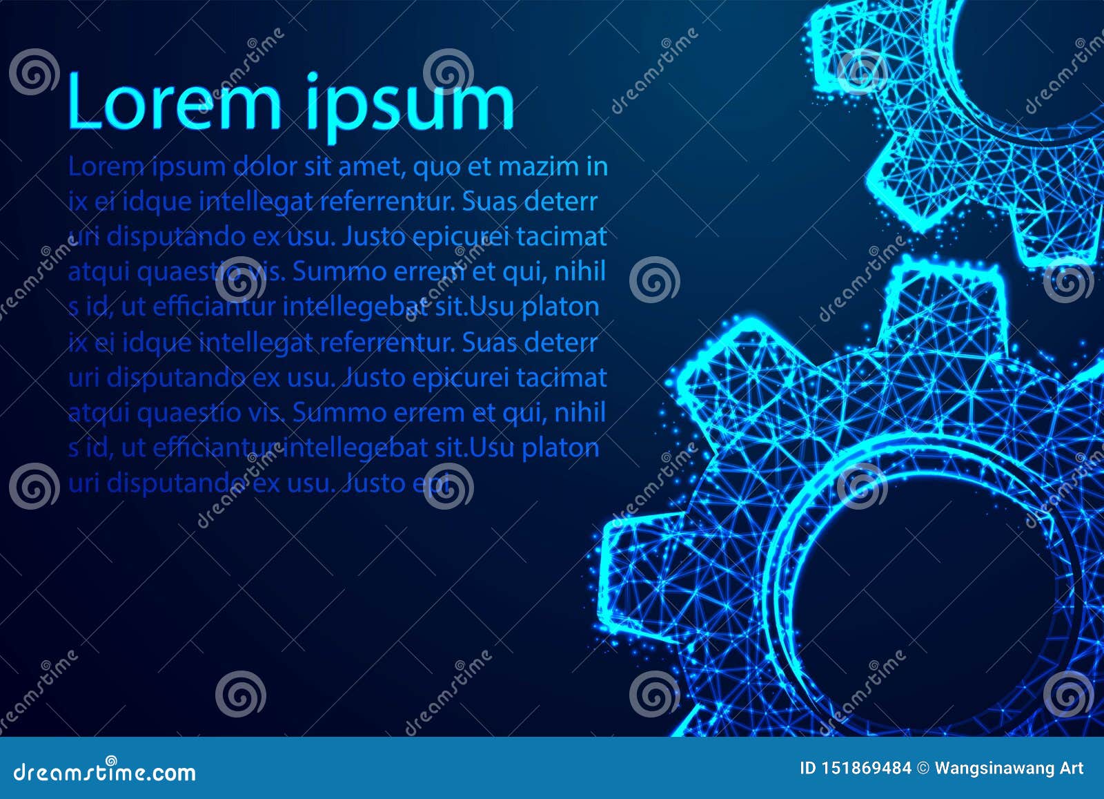 Gears. Abstract Vector Wireframe, Mechanical Technology Machine ...