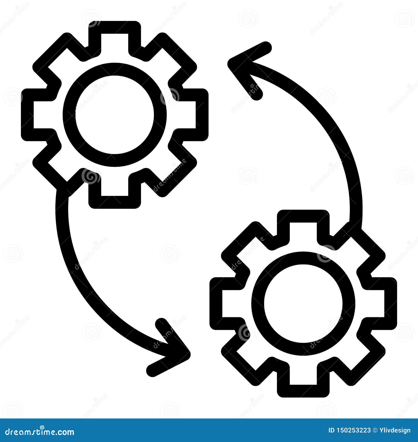 Gears and Arrows Icon, Outline Style Stock Vector - Illustration of ...