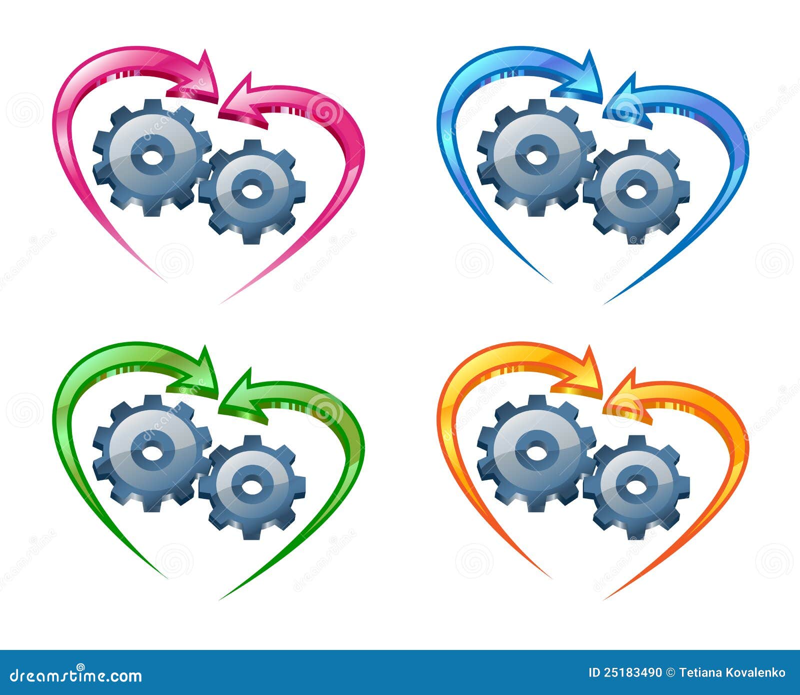 Gears and Arrows in the Shape of a Heart. Stock Vector - Illustration ...