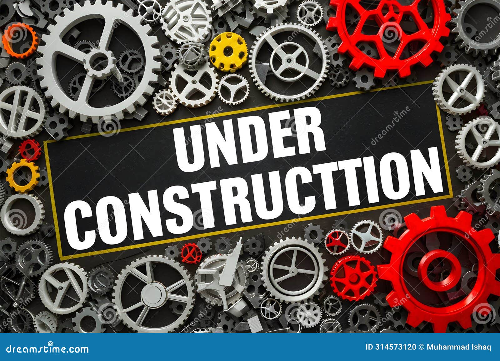 Gears Background Adorned with Striking Under Construction Text for ...
