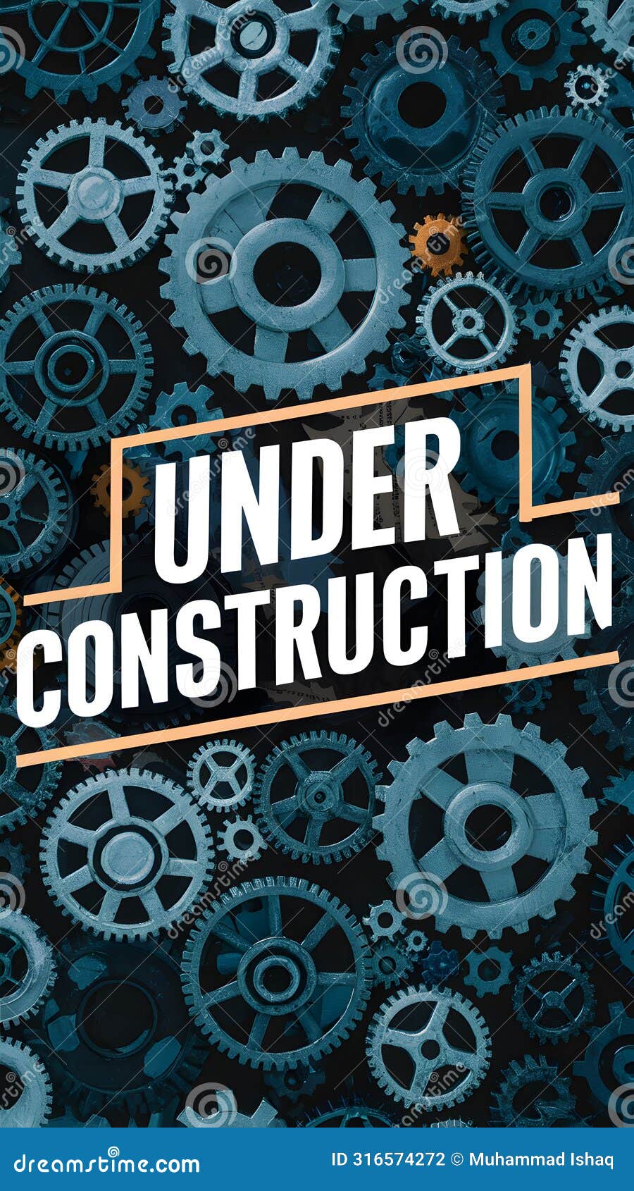 Gears Background Adorned with Striking Under Construction Text for ...