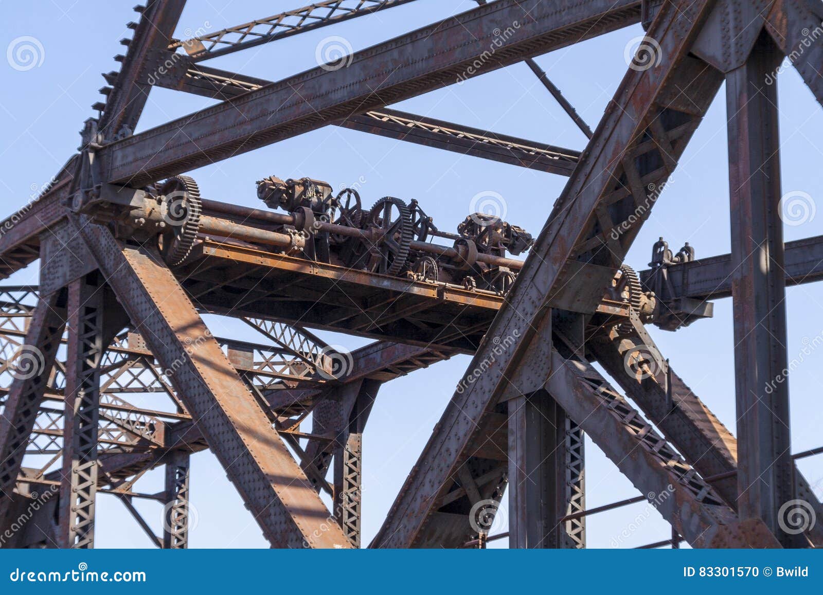 Gears, Beams of Railroad Bridge Stock Photo - Image of gears, beams ...