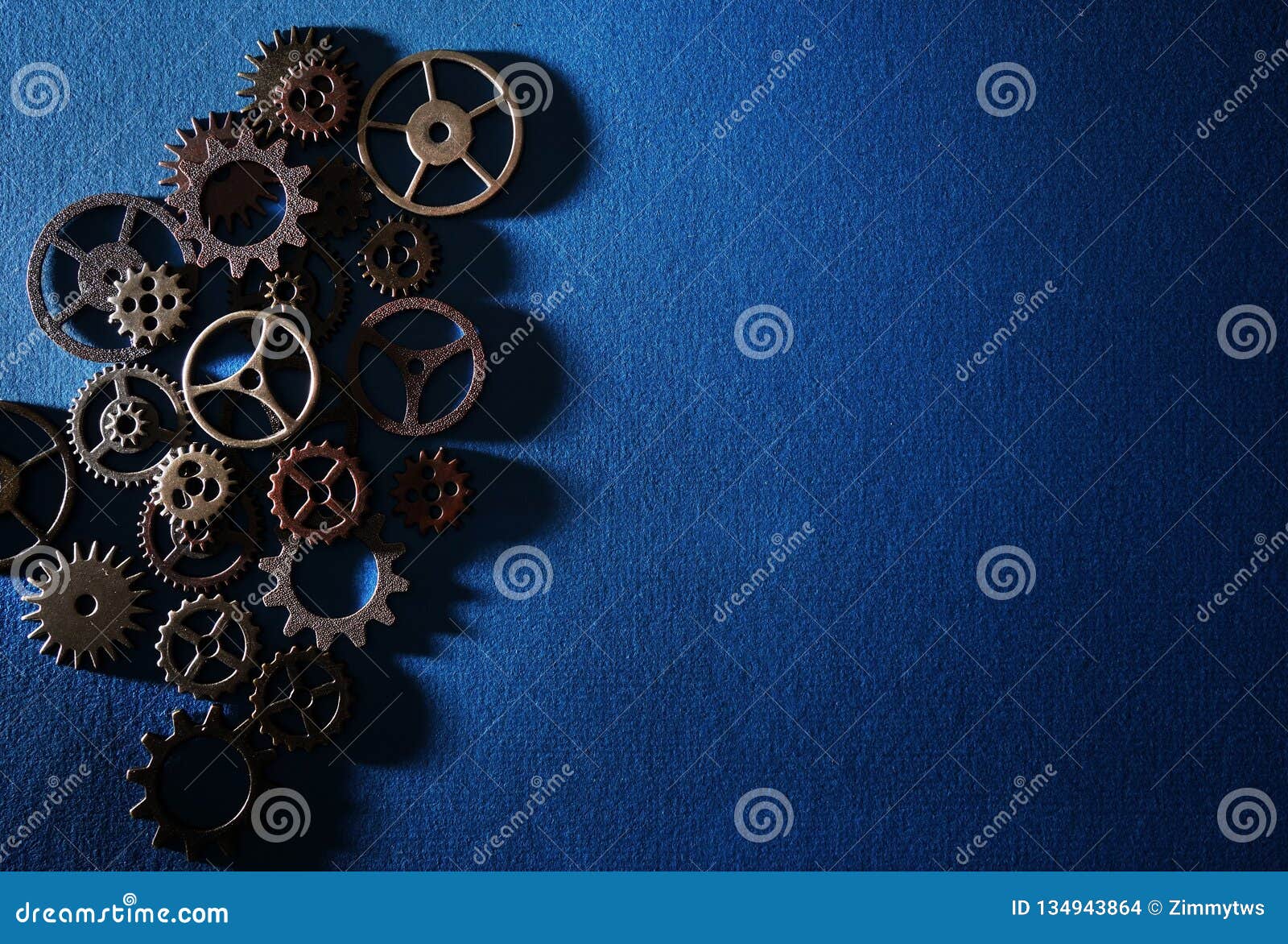 Gears on blue stock photo. Image of mechanical, idea - 134943864
