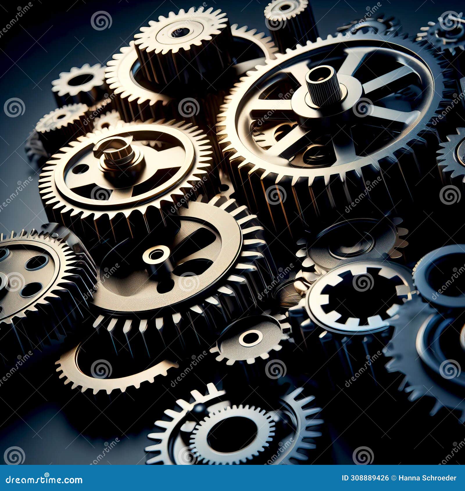 Gears on a Blue Background, Engine Gears, Industrial Background, Close ...
