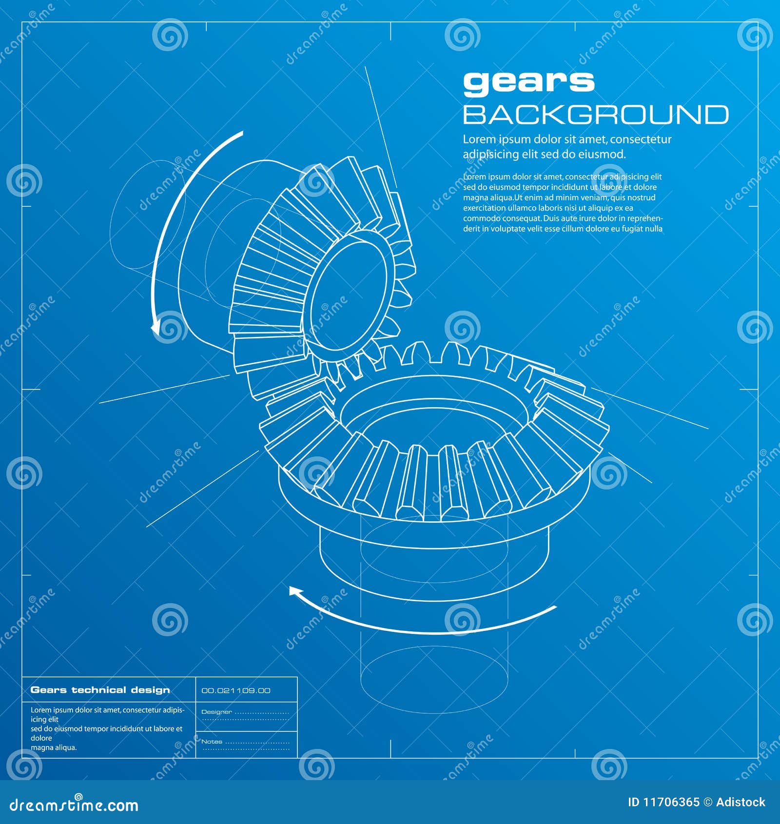 Gears Blueprint Background. Vector. Stock Vector - Illustration of ...