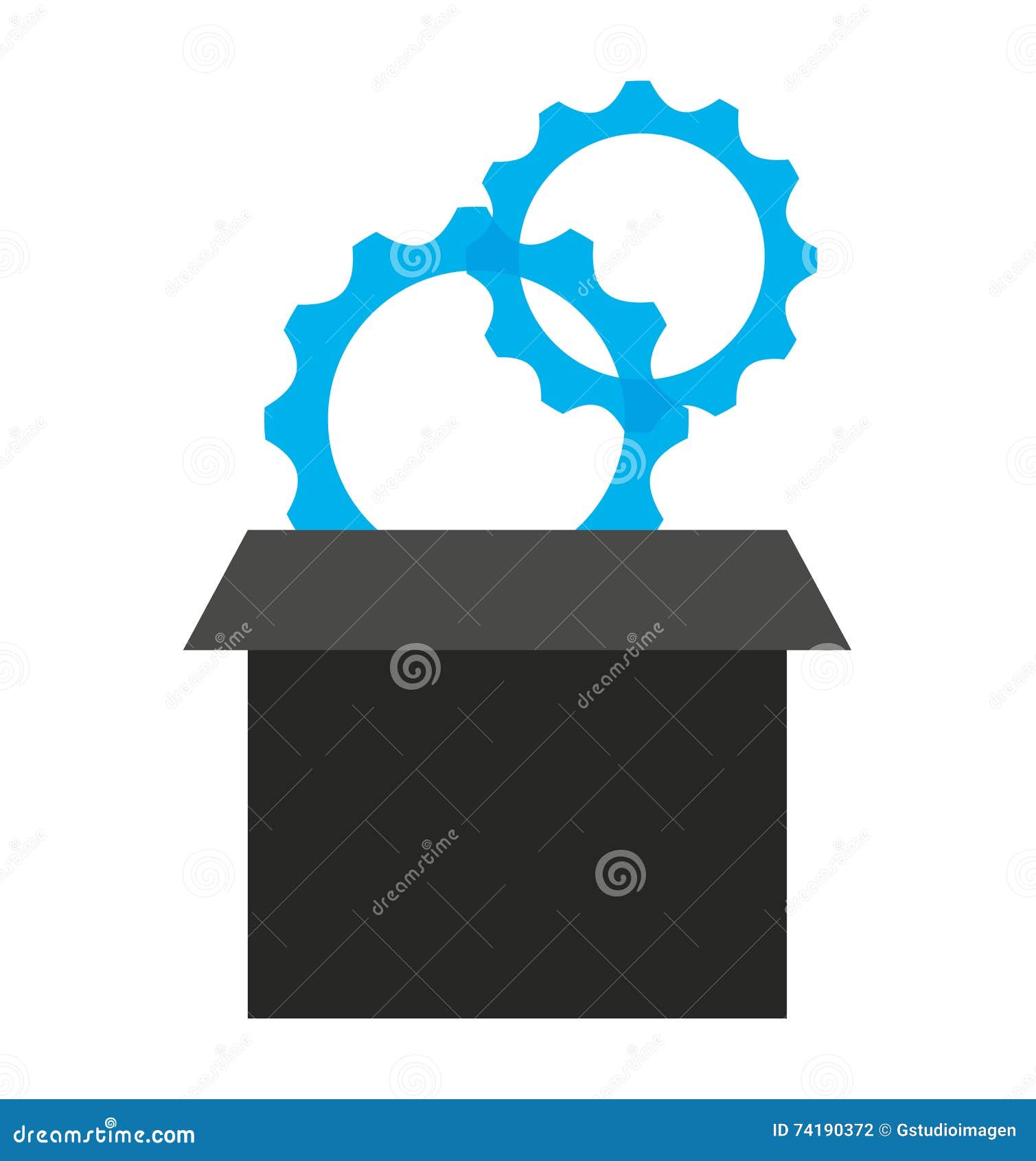 Gears in Box Isolated Icon Design Stock Illustration - Illustration of ...